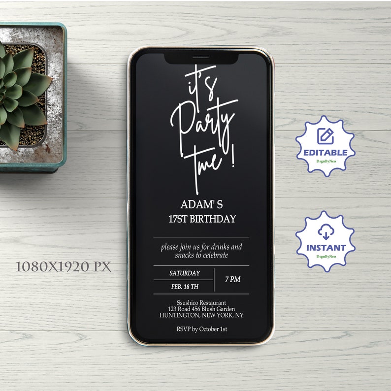 Modern Minimal Digital Invitation Template Mobile Invitation - Etsy