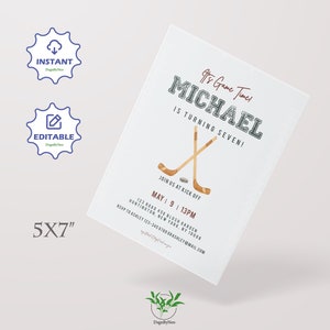 Hockey Birthday Invitation Template, Hockey Party Invitation, Game On ...
