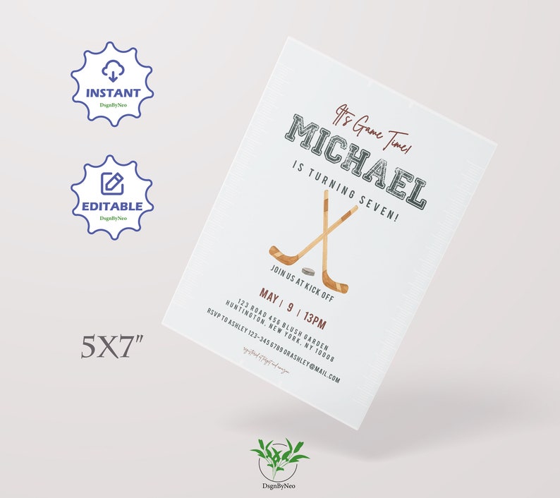 Hockey Birthday Invitation Template Hockey Party Invitation - Etsy