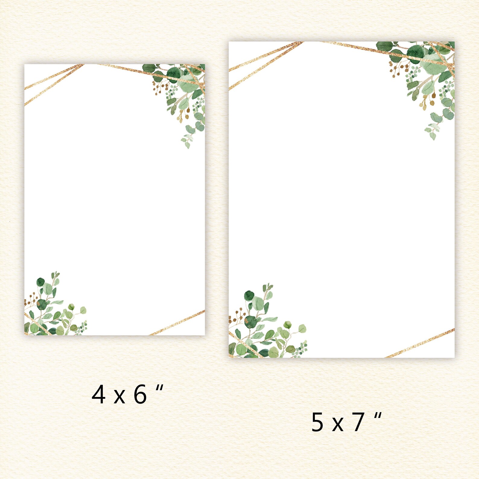 Eucalyptus Greenery Gold Border Microsoft Word Template - Etsy