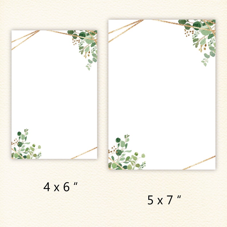 Eucalyptus Greenery Gold Border Microsoft Word Template - Etsy