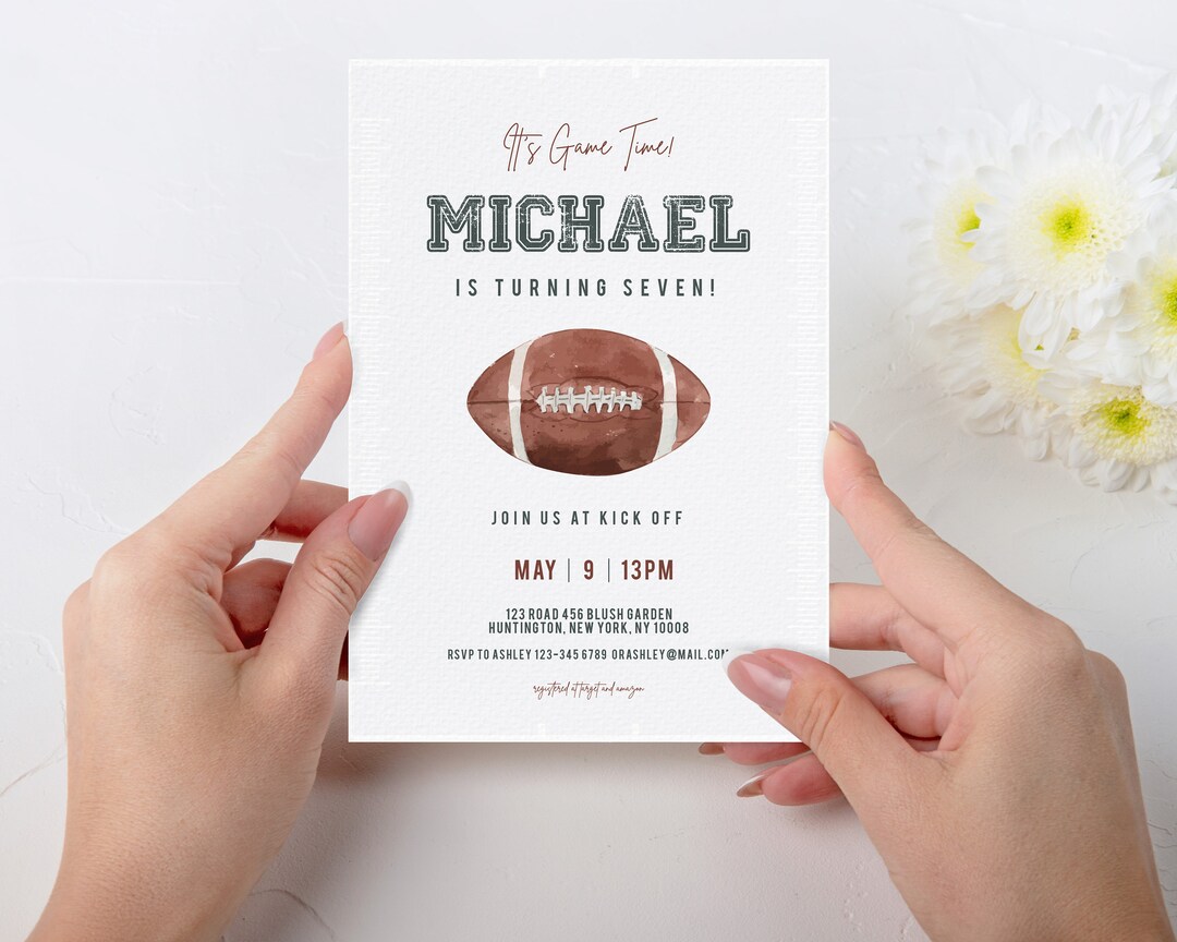 Football Birthday Invitation Template, Football Party Invitation, Game ...