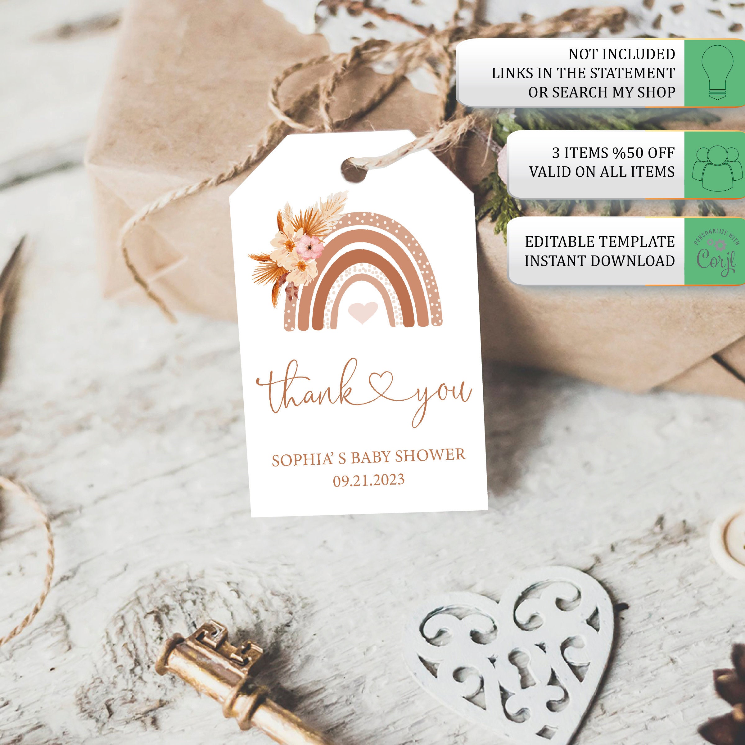 Boho Rainbow Baby Shower Welcome Sign Template, Printable Welcome Sign ...