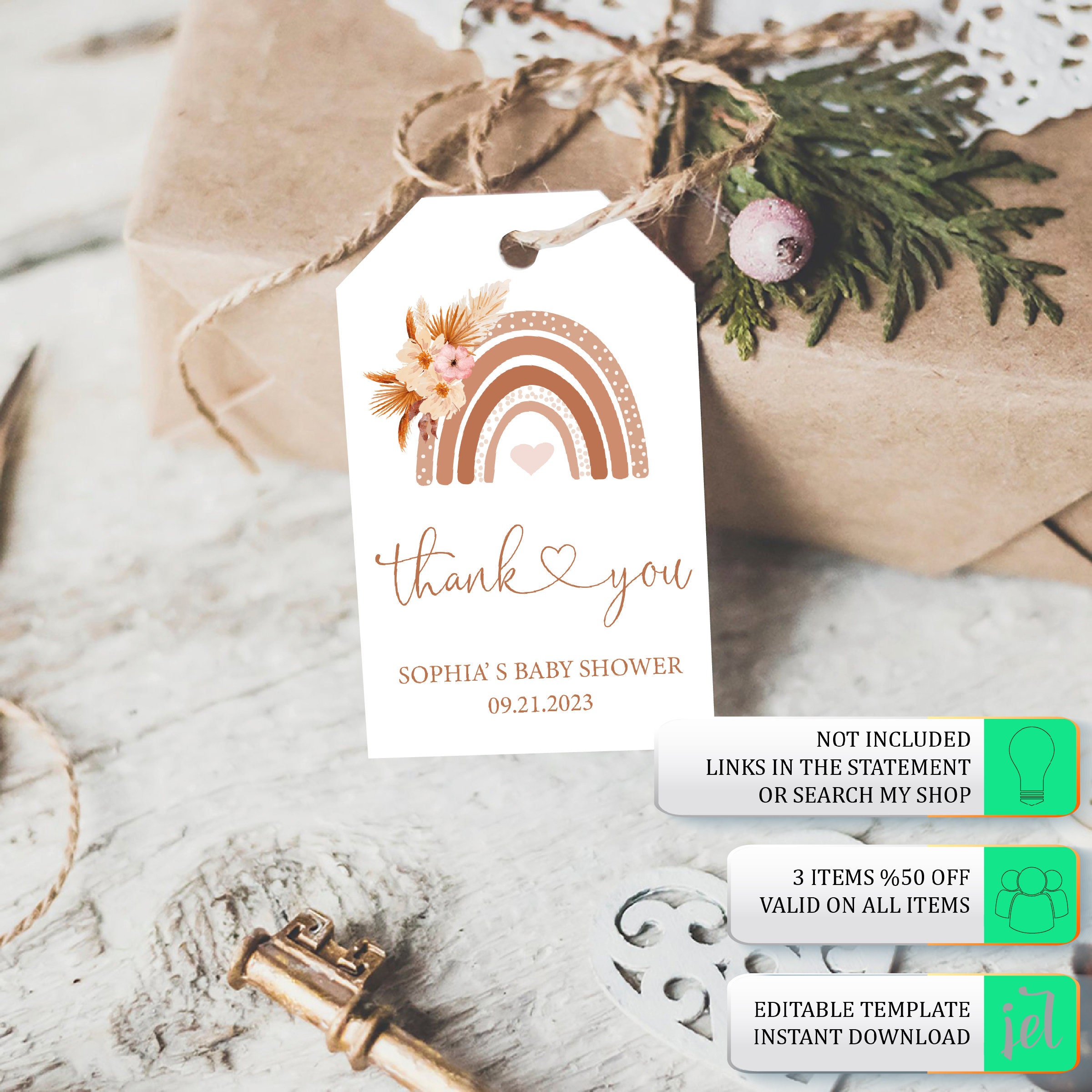 Boho Rainbow Baby Shower Welcome Sign Template, Printable Welcome Sign ...