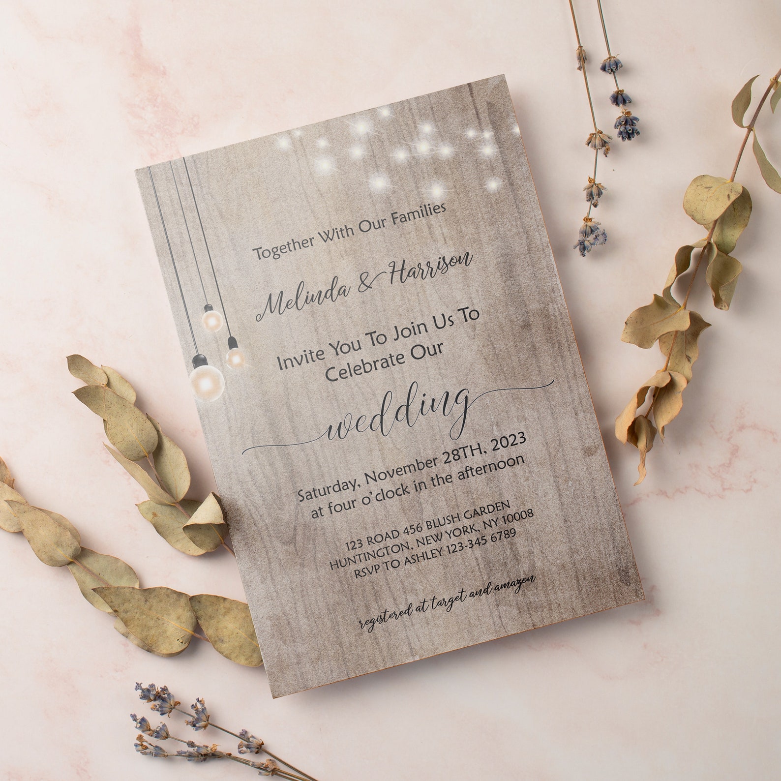 Rustic Wedding Invitation Template Rustic Wood and Mason - Etsy