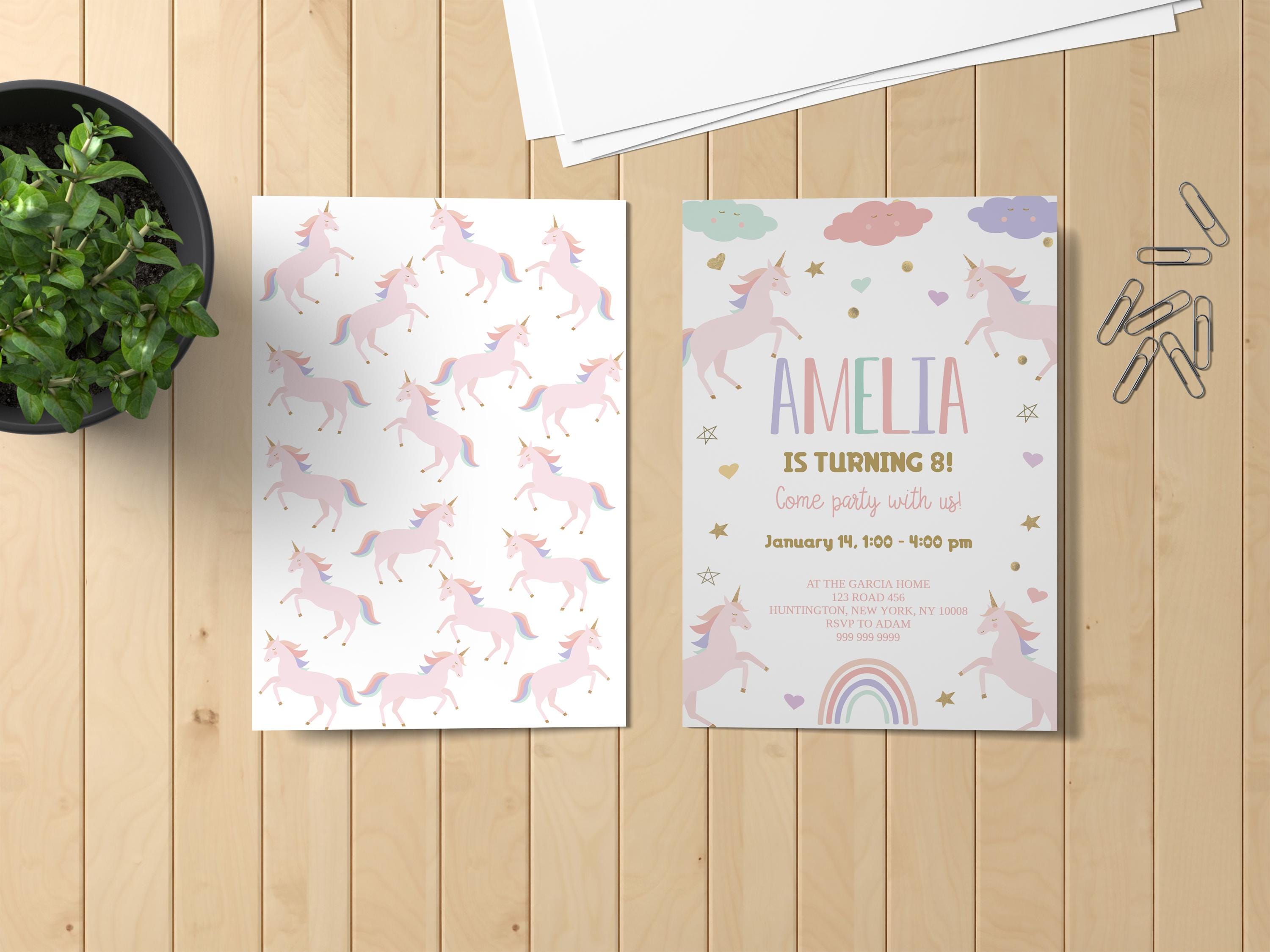 Editable Unicorn Birthday Invitation Template, Magical Party Invite ...