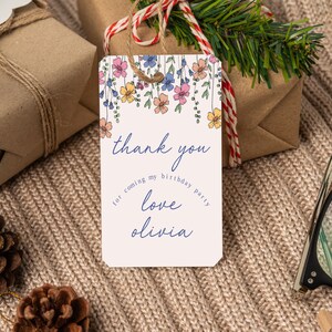 Wildflower Birthday Party Favor Tag Template, Printable Instant ...