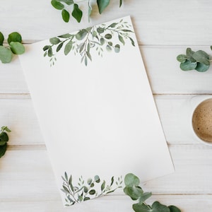 Eucalyptus Greenery Editable Blank Template, Printable Cards, Custom ...