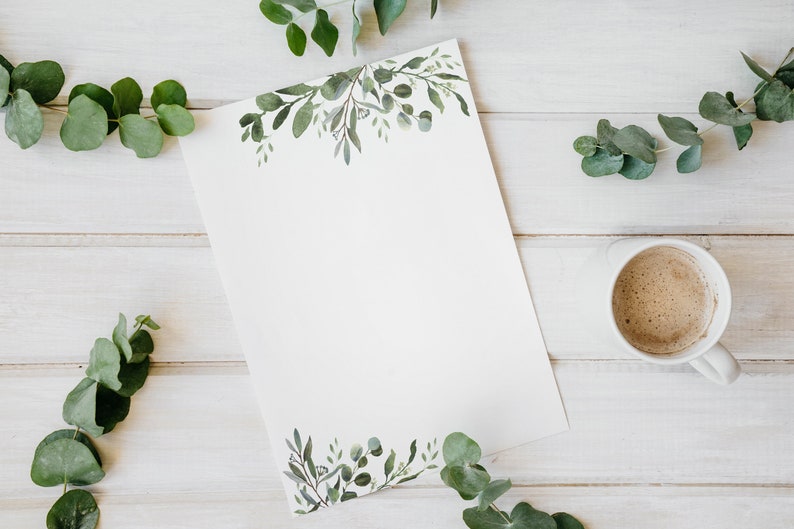 Eucalyptus Greenery Editable Blank Template, Printable Cards, Custom ...