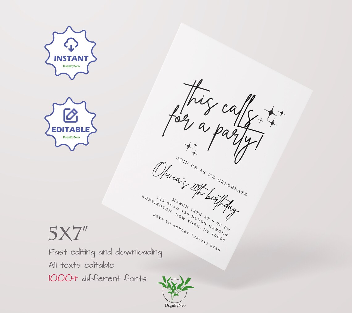 This Calls for a Party Editable Invitation Template, Let's Celebrate ...