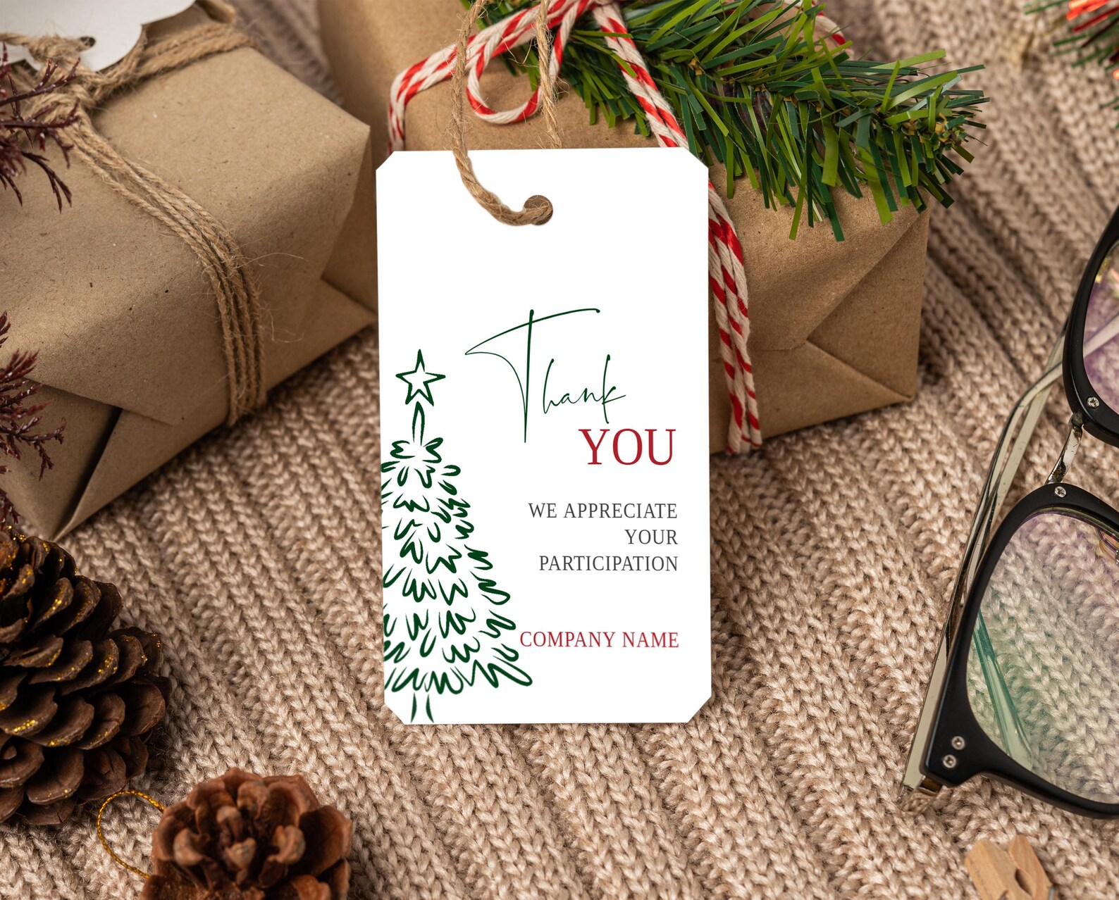 Corporate Christmas Favor Tag Template, Editable Holiday Gift Tag ...