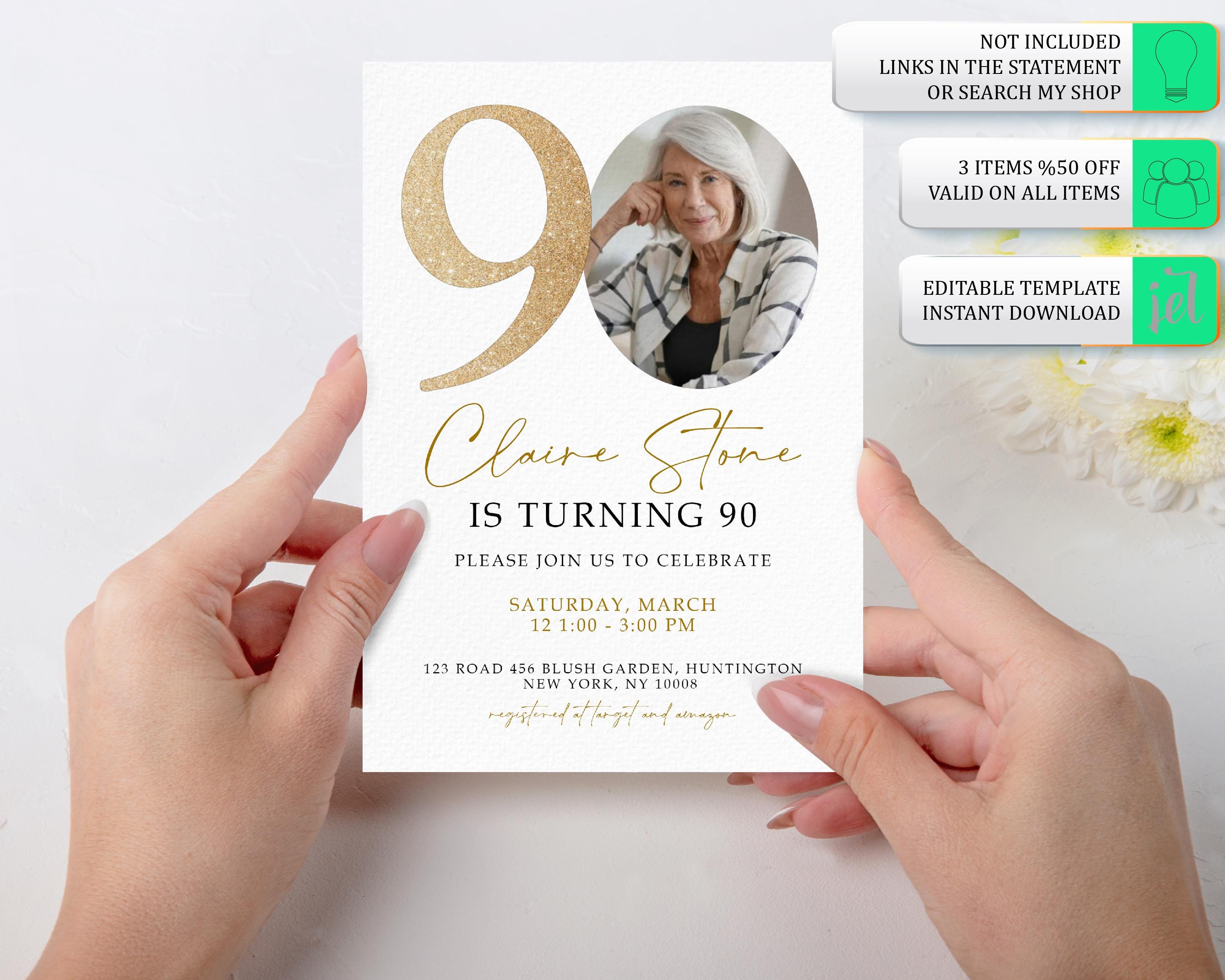 Gold Number 90th Welcome Sign Template, Modern 90th Welcome Sign, 90th ...