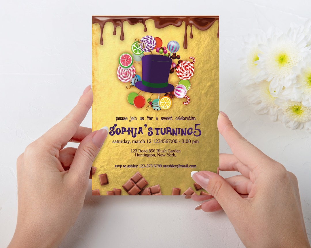 Golden Ticket Birthday Dijital Invitation Tamplate, Chocolate Factory ...