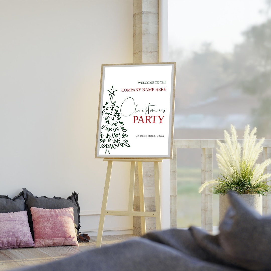 Company Christmas Party Welcome Sign, Corporate Christmas Party Sign ...