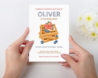 Waffle Birthday Invitation Template, Waffle Birthday Brunch Digital ...
