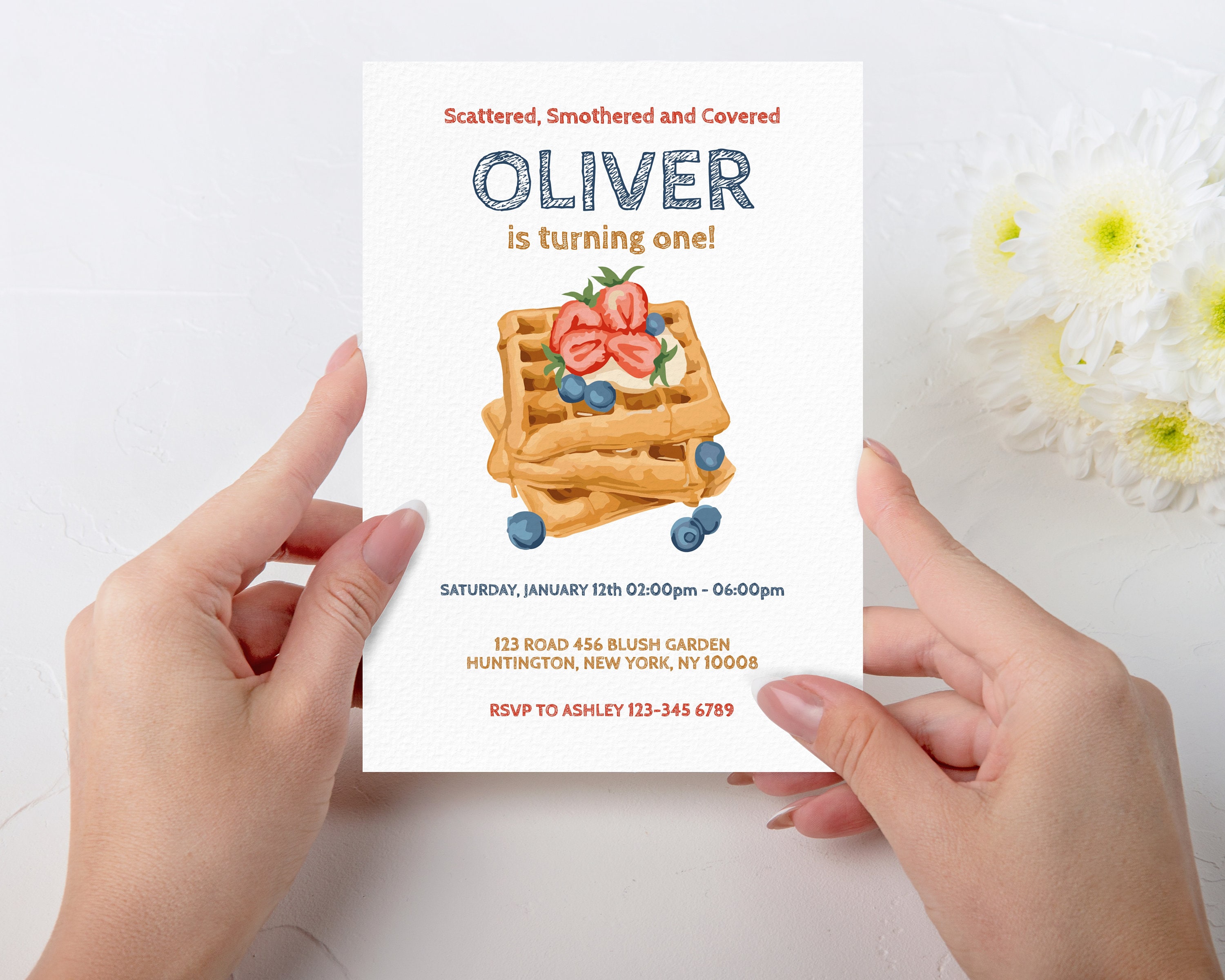 Waffle Birthday Invitation Template, Waffle Birthday Brunch Digital ...