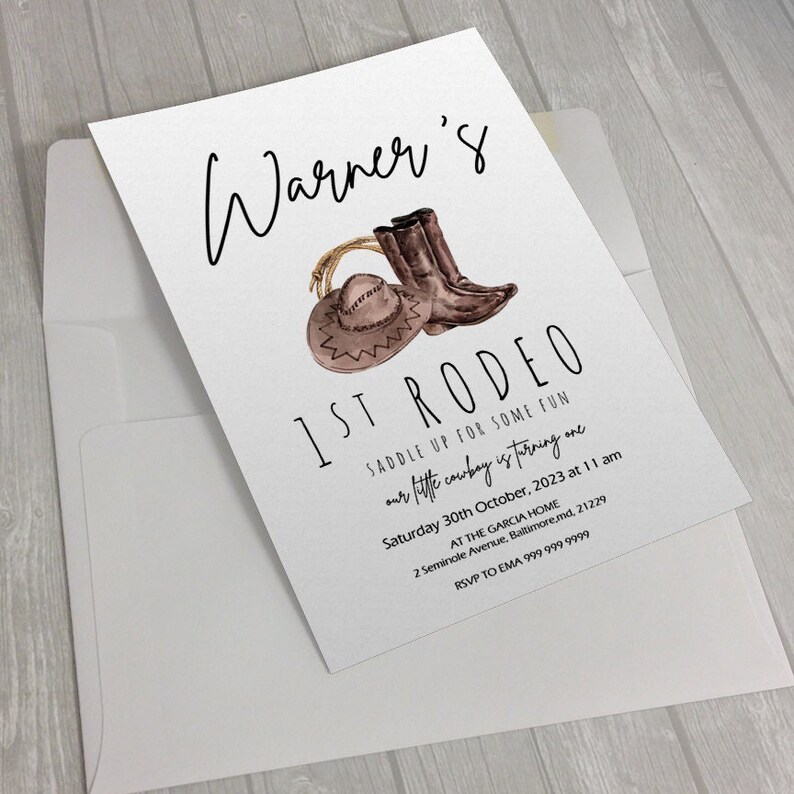 First Birthday Rodeo Invitation Template Our Little Cowboy is - Etsy