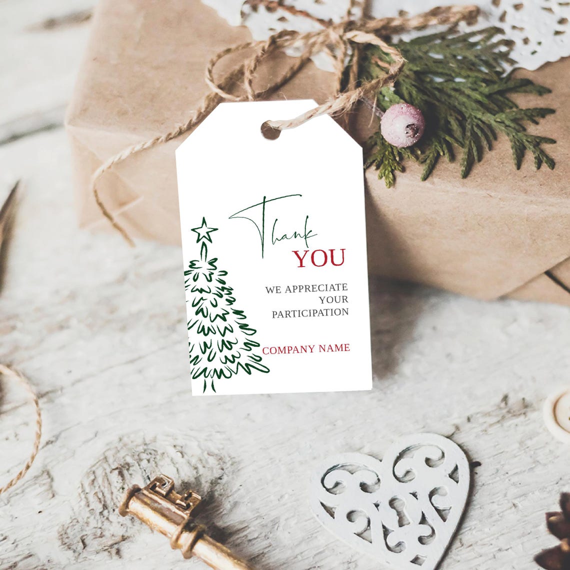 Corporate Christmas Favor Tag Template, Editable Holiday Gift Tag ...