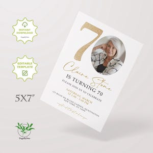 Gold Number 70th Birthday Invitation Template, 70th Birthday Invitation ...