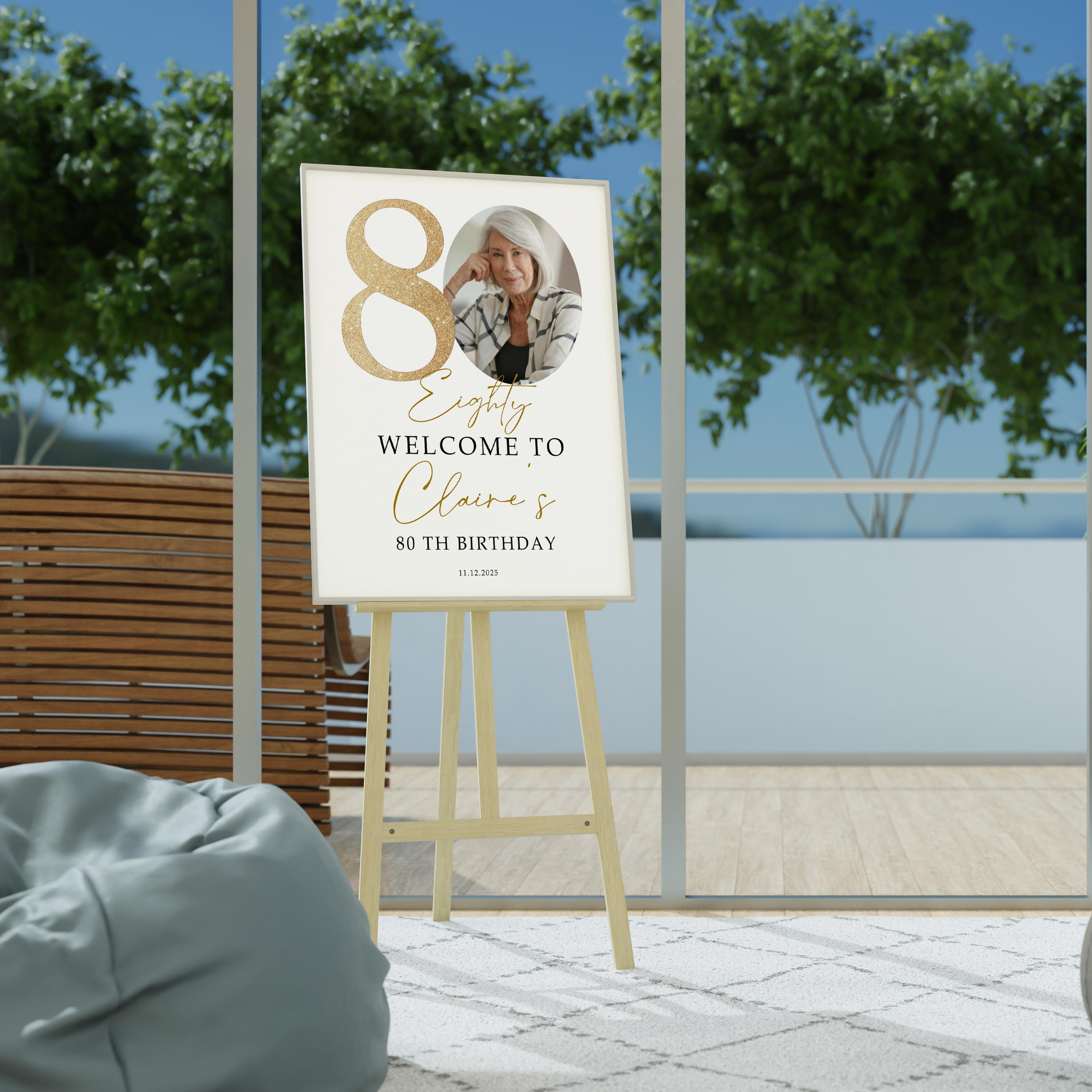 Gold Number 80th Welcome Sign Template, Modern 80th Welcome Sign, 80th ...