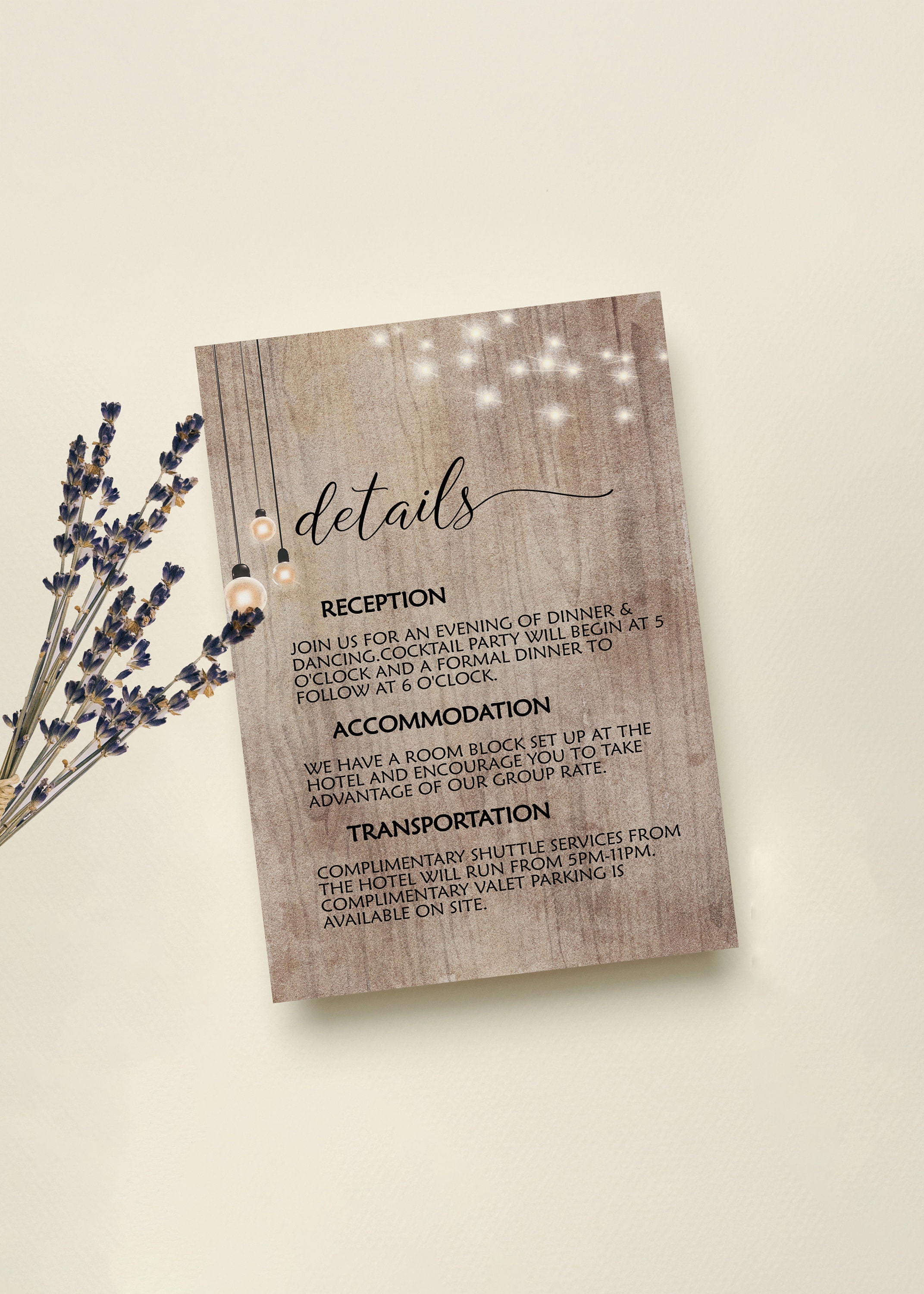 Rustic Wedding Invitation Set Template , Rustic Wood and Mason Lights ...