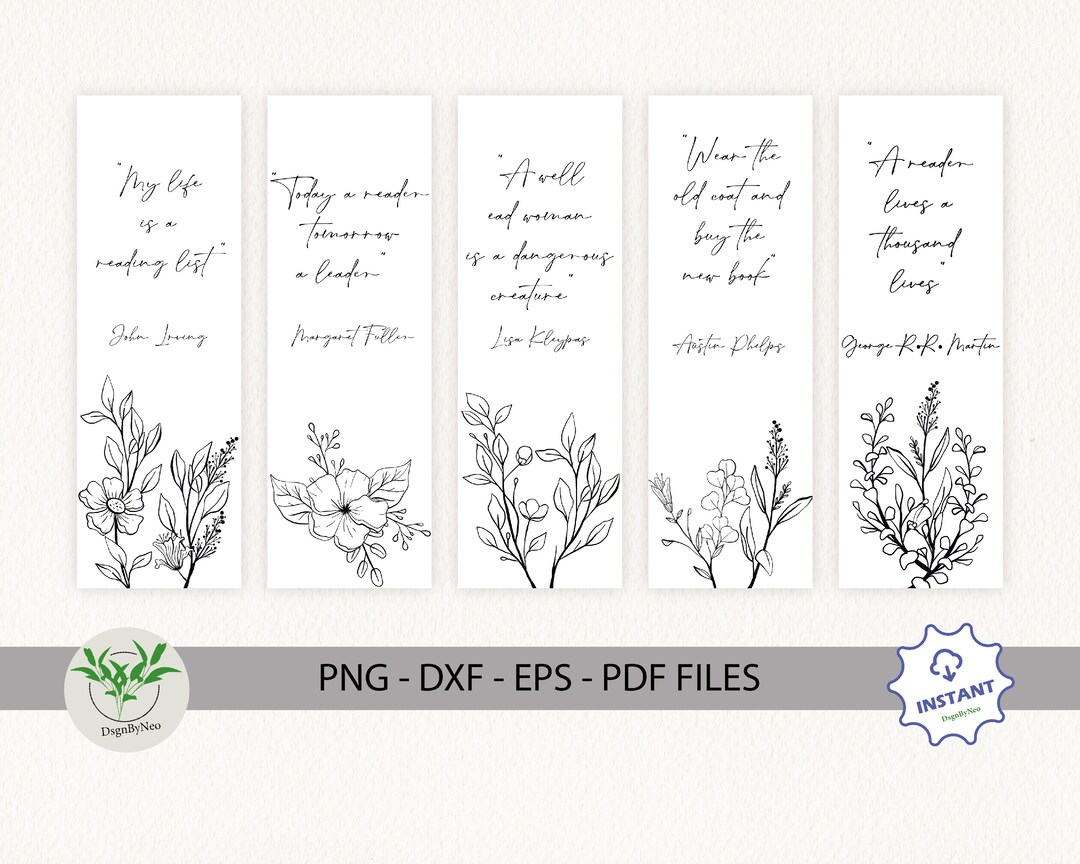 Floral Bookmark Svg Set Wooden Bookmark Template Engraved Bookmark ...