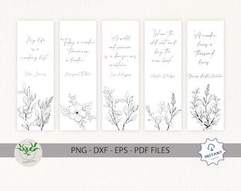 Floral Bookmark Bundle Set of 10 Svg Wooden Template Engraved Laser Cut ...