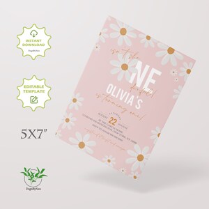 Daisy Isnt She Onederful Birthday Invitation Template, Onederful First ...