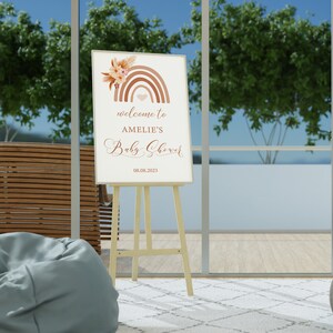 Boho Rainbow Baby Shower Welcome Sign Template, Printable Welcome Sign ...