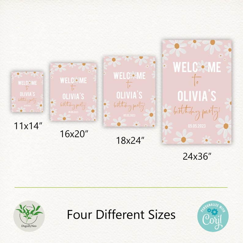 Daisy Birthday Party Welcome Sign Template Daisy Birthday - Etsy