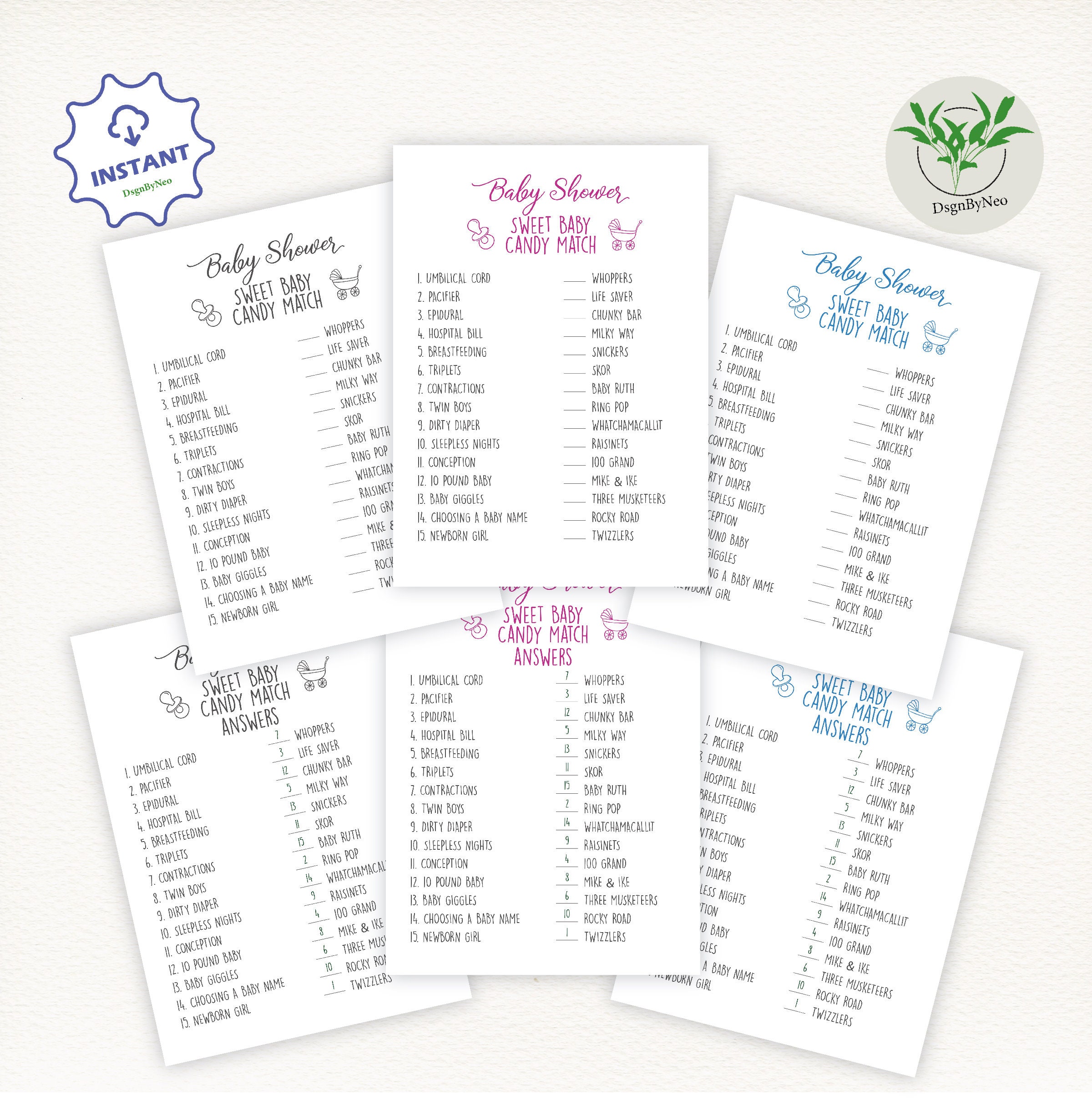 Baby Shower Sweet Baby Candy Match, Pregnancy Candy Match, Girl, Boy ...