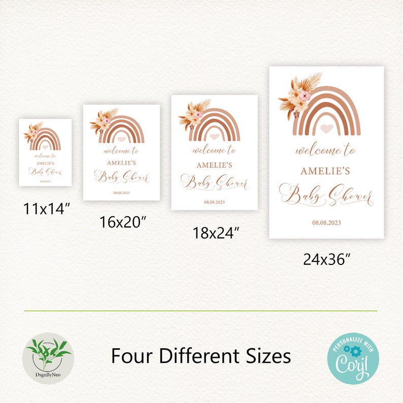 Boho Rainbow Baby Shower Welcome Sign Template Printable - Etsy