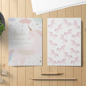 Unicorn Birthday Invitation Template, Unicorn Party Invitation, Girl ...