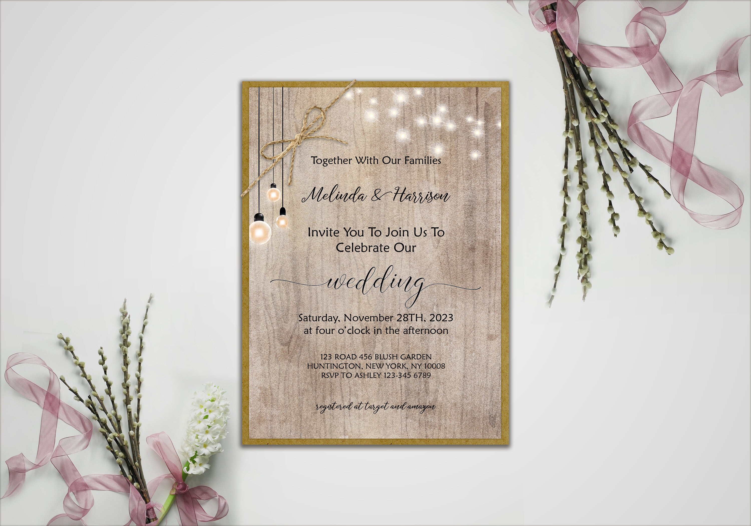 Rustic Wedding Invitation Template Rustic Wood and Mason - Etsy
