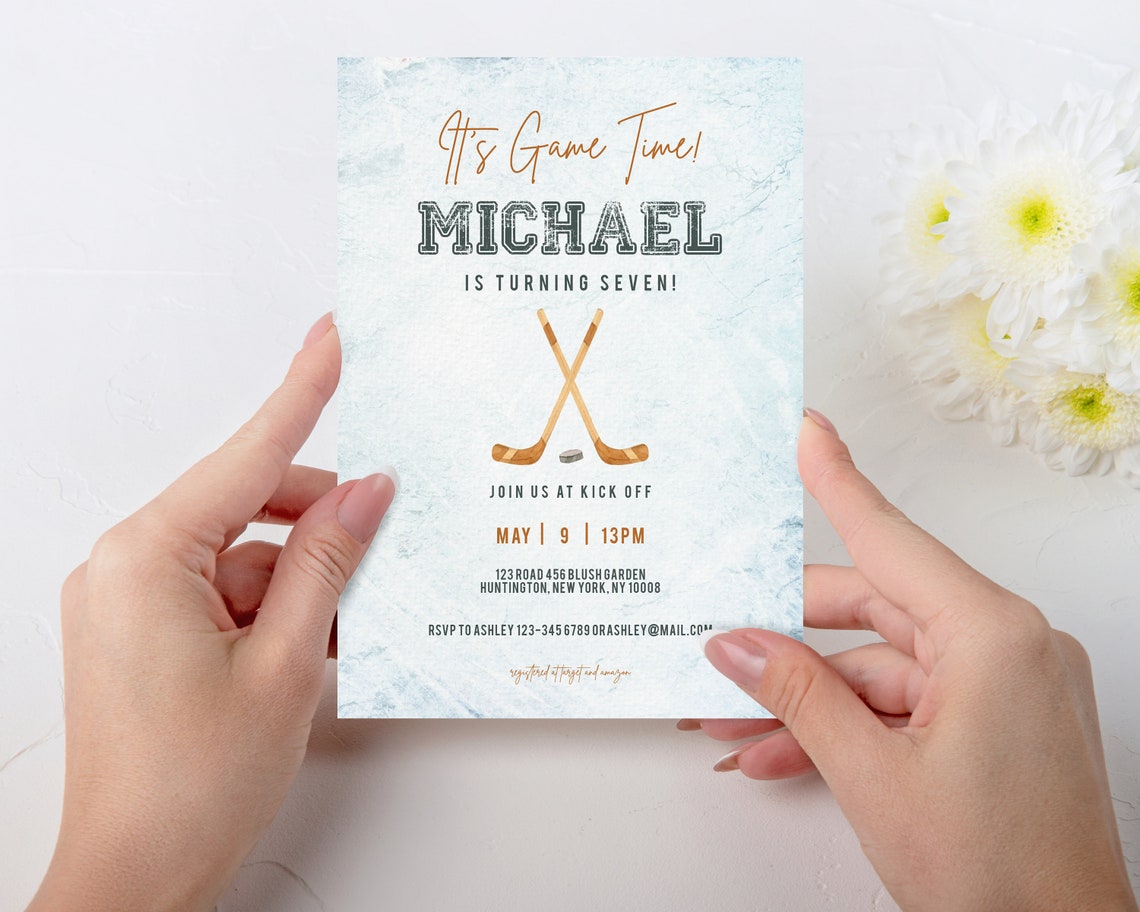 Hockey Birthday Invitation Template, Hockey Party Invitation, Game On ...