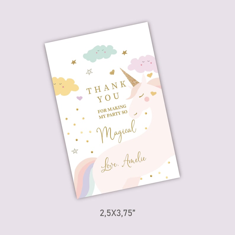 Unicorn Birthday Favor Tag Editable Template, Magical Birthday, Thank ...