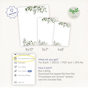 Eucalyptus Greenery Editable Blank Template, Printable Cards, Custom ...