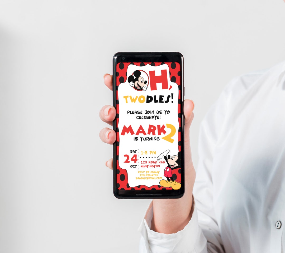 Cartoon Birthday Party Mobile Invitation Template, for Boy Red and ...