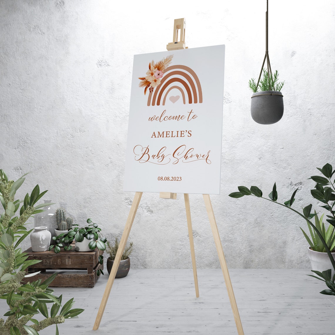 Boho Rainbow Baby Shower Welcome Sign Template Printable - Etsy