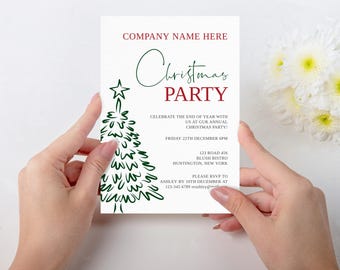 Corporate Christmas Party Editable Invitation,staff Holiday Invite ...