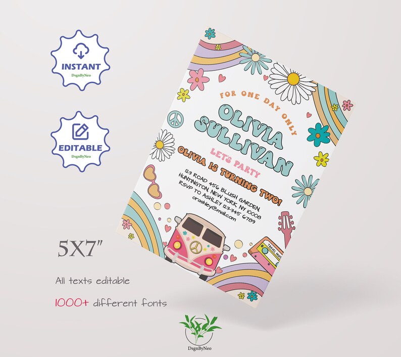 Plantilla de invitación de cumpleaños Groovy, fiesta del festival de ...
