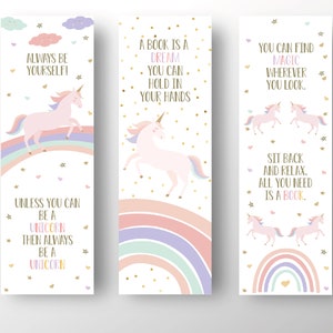Magical Unicorn Theme Bookmarks Instant Printable, 2x8 Printable ...
