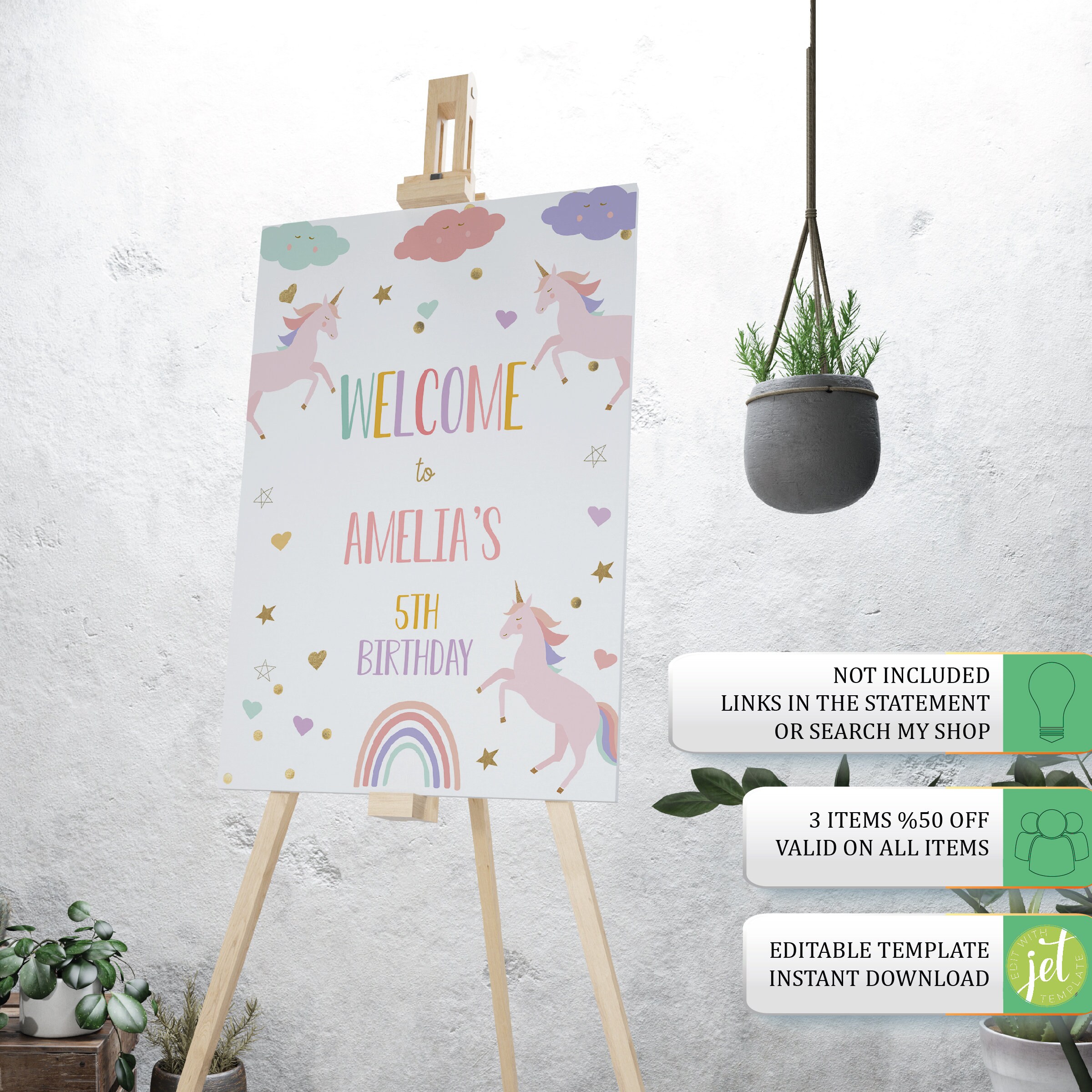 Editable Unicorn Birthday Invitation Template, Magical Party Invite ...