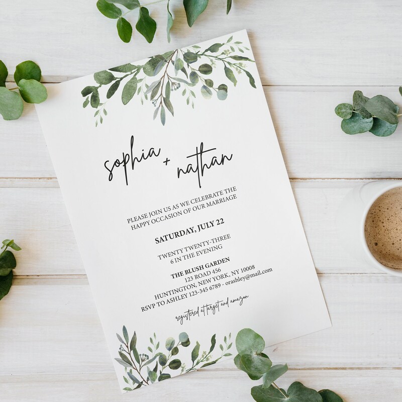 Greenery Invitation - Etsy
