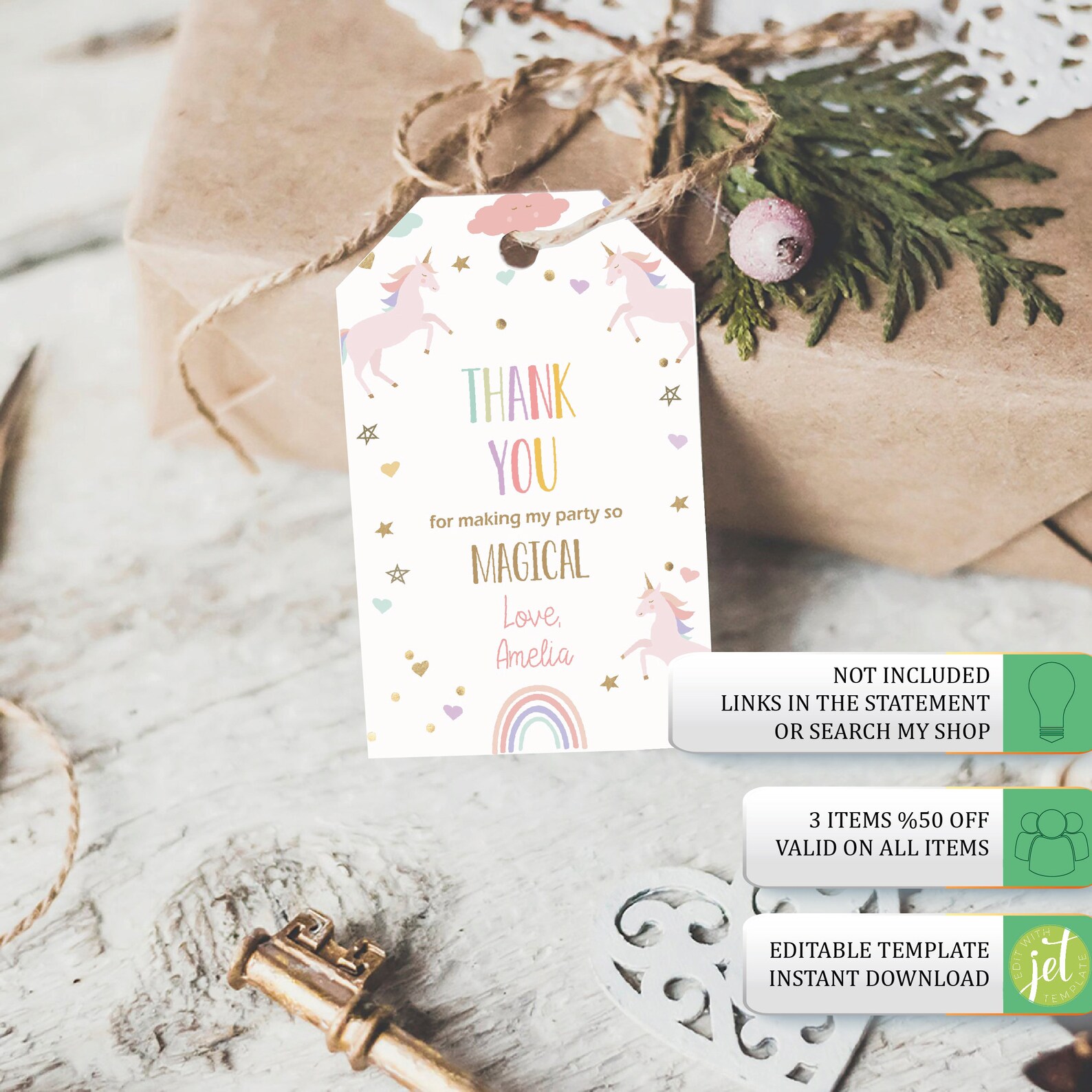 Editable Unicorn Birthday Invitation Template, Magical Party Invite ...