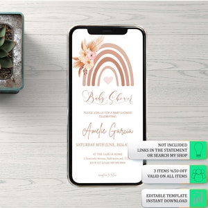 Boho Rainbow Baby Shower Welcome Sign Template, Printable Welcome Sign ...