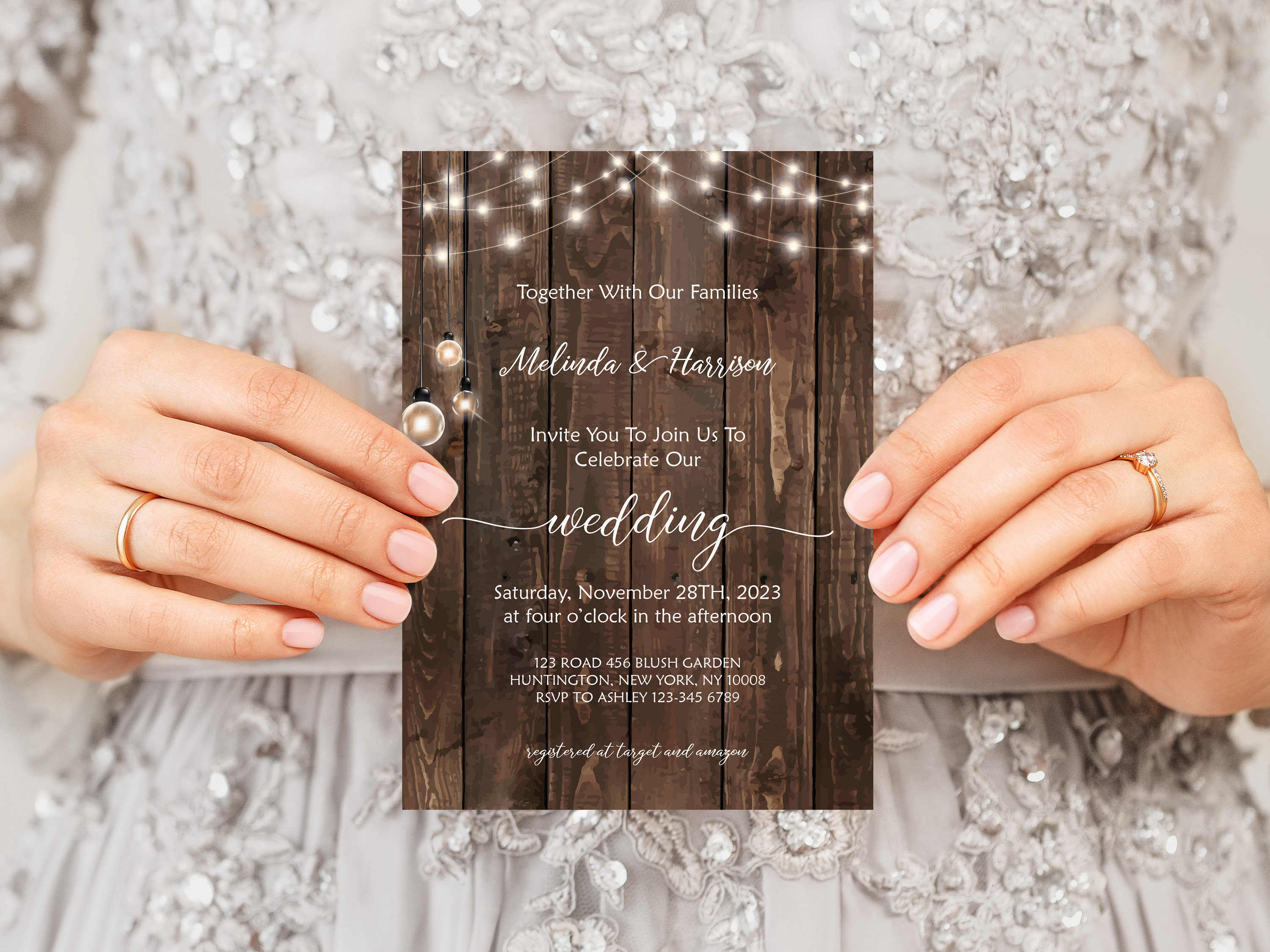 Rustic Wedding Invitation Template Rustic Wood and Mason - Etsy