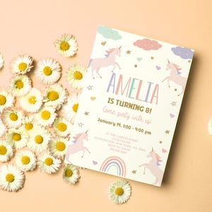 Editable Unicorn Birthday Invitation Template, Magical Party Invite ...