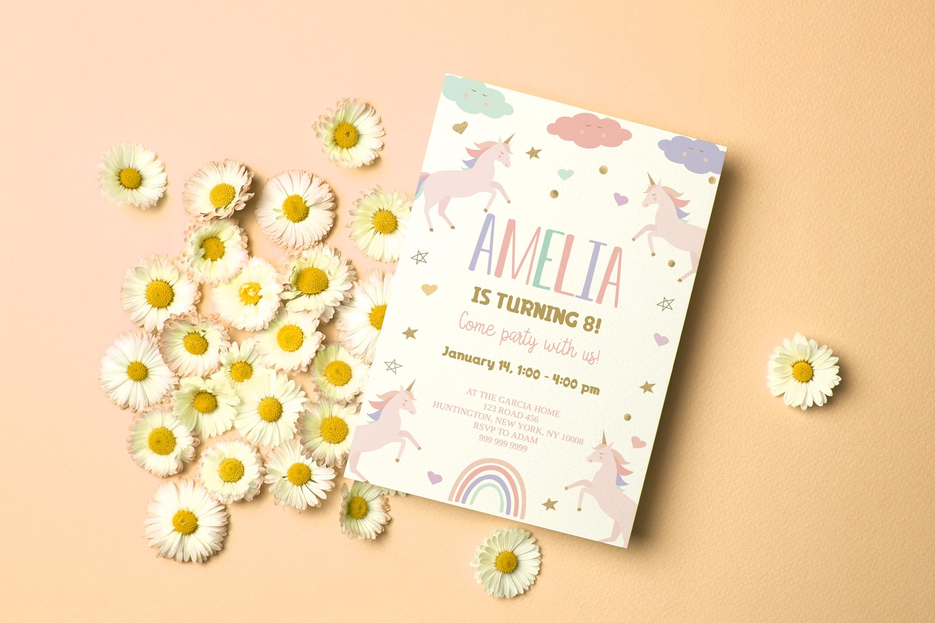 Editable Unicorn Birthday Invitation Template, Magical Party Invite ...