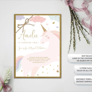 Unicorn Welcome Sign Editable Template, Unicorn Birthday Welcome Sign ...